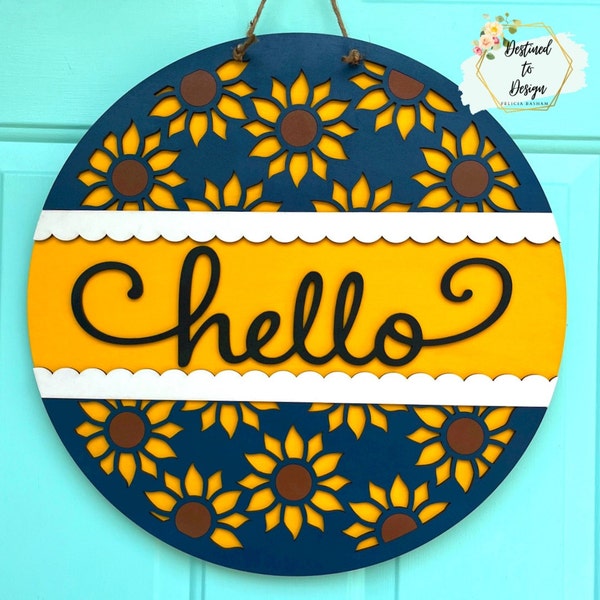 Hello Sunflower SVG, Welcome Sign SVG, Fall Door Decor Svg, Sunflower ...