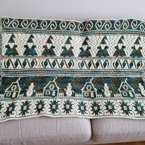 Wintry Forest Blanket, Crochet Blanket Pattern, Blanket Pattern, Mosaic ...