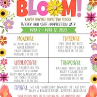 EDITABLE Teacher Appreciation Week Itinerary, Appreciation Bloom Grow ...