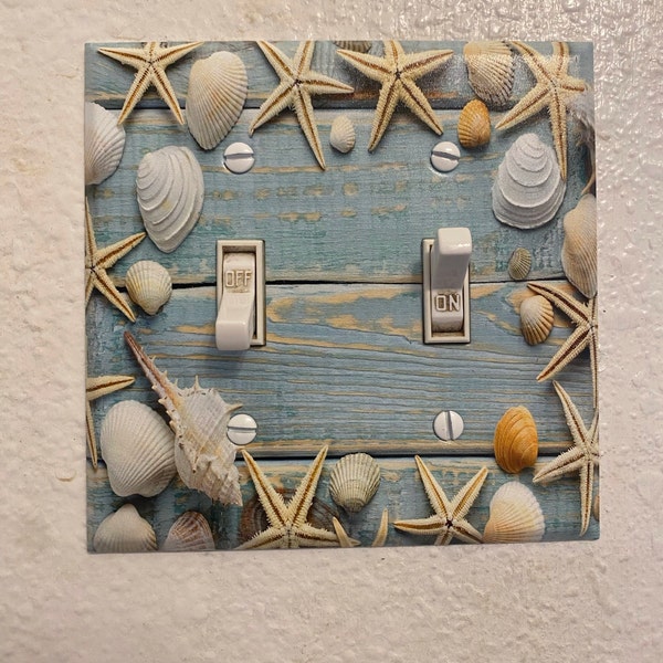 Beach Shells Light Switch Plate Covers - Metal Light Switch Plate Cover ...