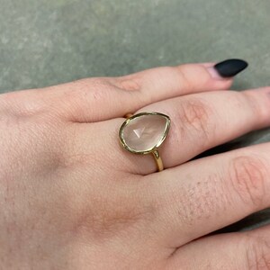 Rose Quartz Tear Drop Ring Gemstone Natural 18k Gold | Etsy