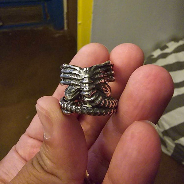 Handcrafted Silver Alien Newborn Ring Unique Sci-fi Collector's Jewelry ...