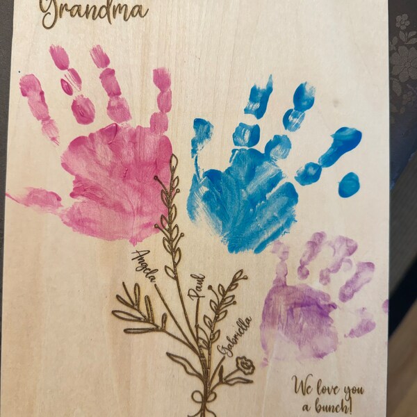 Handprint Flower Bouquet Sign, DIY Handprint Sign, Personalized Gift ...