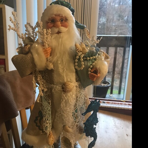 Beach Santa-coastal Santa- Seashell Santa-coastal Nautical Christmas ...