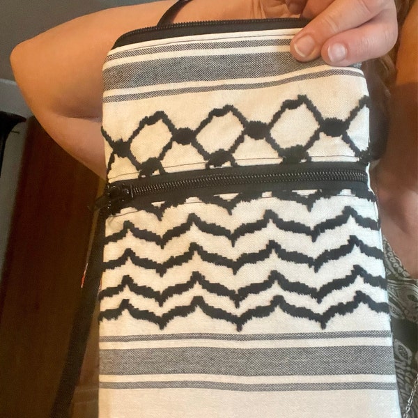 Middle Eastern Black and White Keffiyeh Scarf; Shemagh Fringed Scarf ...