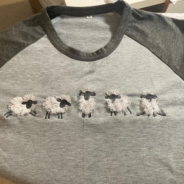 Fuzzy Sheep Lamb SET of 5 Types and 5 Sheep in Row Fringed Machine ...