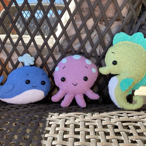 Sea Creatures Felt Toy PDF and SVG Patterns, Aquatic Animals, Sea Life ...