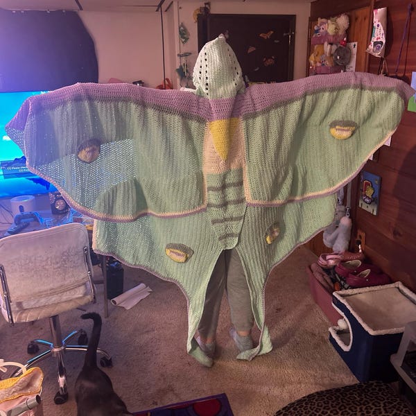 Luna Moth Crochet Cloak Kid&adult PATTERN TUTORIAL - Etsy