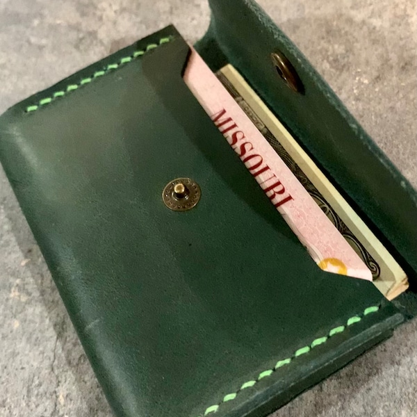 Leather Card Case, Mini Card Holder, Handmade Cardholder, Handcrafted ...