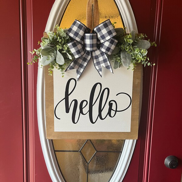 Front Door Decor | Hello | Front Door Sign | Door Sign | Door Hanger ...
