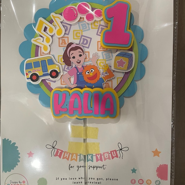 Ms Rachel Birthday Cake Topper, Preschool Party Decor, Custom 3D Name ...