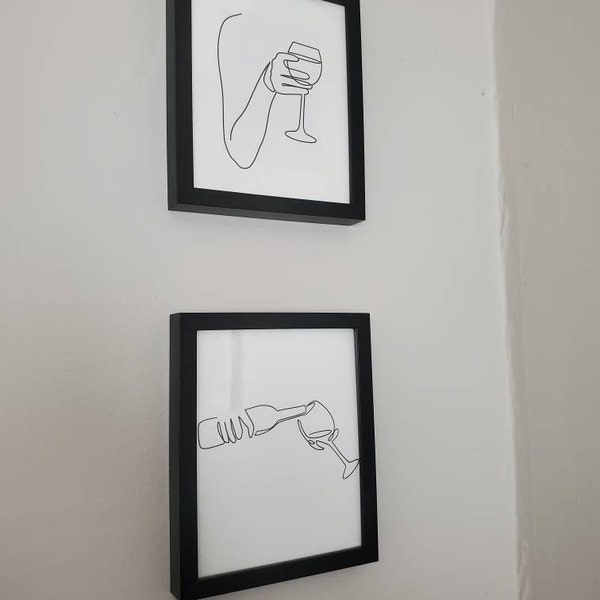 Bar Cart Print Set | Printable Wall Art | Line Drawing | Minimal Decor ...