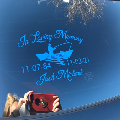 In Loving Memory Fisherman in Boat Vinyl Decal Name Dates Custom ...