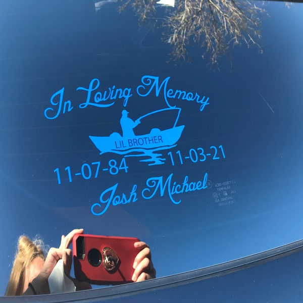 In Loving Memory Fisherman in Boat Vinyl Decal Name Dates Custom ...