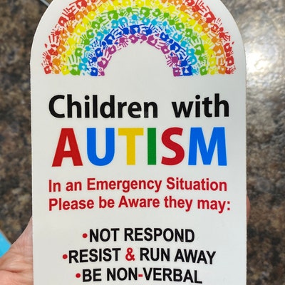 Children With Autism Sticker Safety Alert Door Wall Window Emergency ...