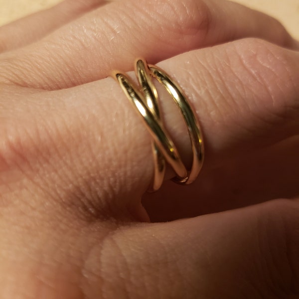 Infinity Spiral Ring, 14K Gold Fill Stacking Ring, Wrapped Criss Cross ...