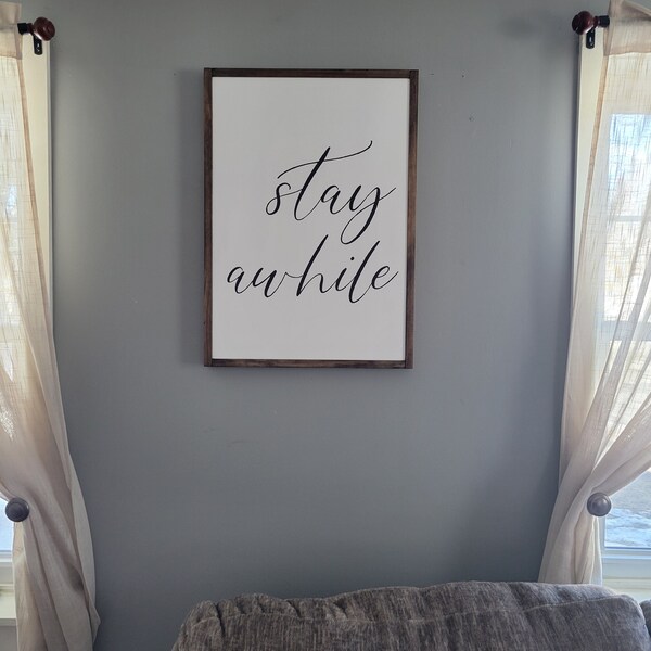 Living Room Wall Decor | Stay Awhile Sign | Stay Awhile Wood Sign ...