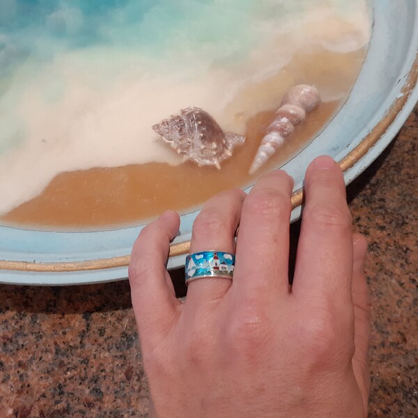 Enamel Ring Colorful Enamel Sterling Silver Ring Cloisonne Enamel Ring ...