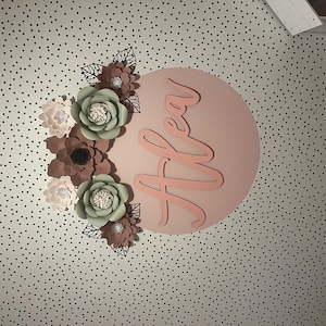 Initial Letter Paper Flower Set Wall Decal Paper Flower Nursery ...