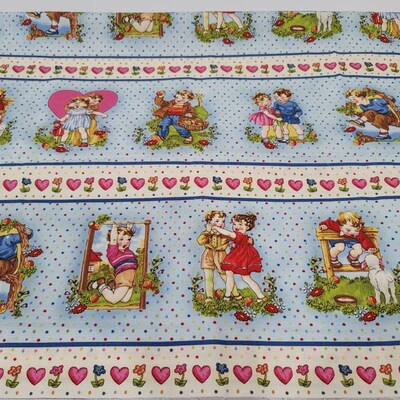 Patty Reed for Fabric Traditions 2004 NTT, Inc. Paper Dolls on Blue ...