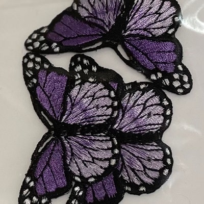 Set of 3 Purple Butterfly Iron/ Sew on Full Embroidered Patch Appliqués ...