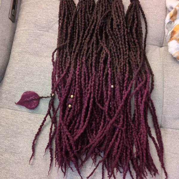 Wool Dreadlocks DE MAHOGANY FALL Black Red Orange Wool Dreads, Braid in ...