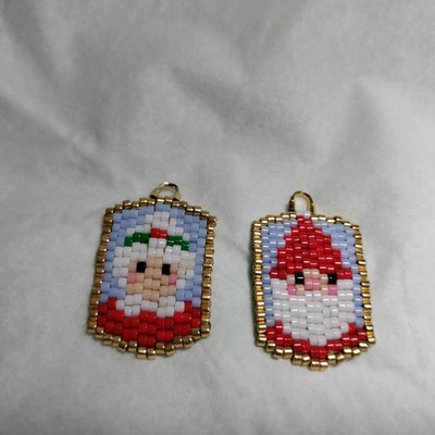 Santa and Mrs Claus Two-drop Double Brick Stitch Bead Pattern, DIY ...
