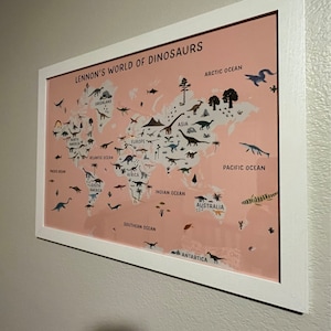 Personalised Dinosaur World Map Print Kids Bedroom Decor Dinosaurs of the World Nursery Print ...