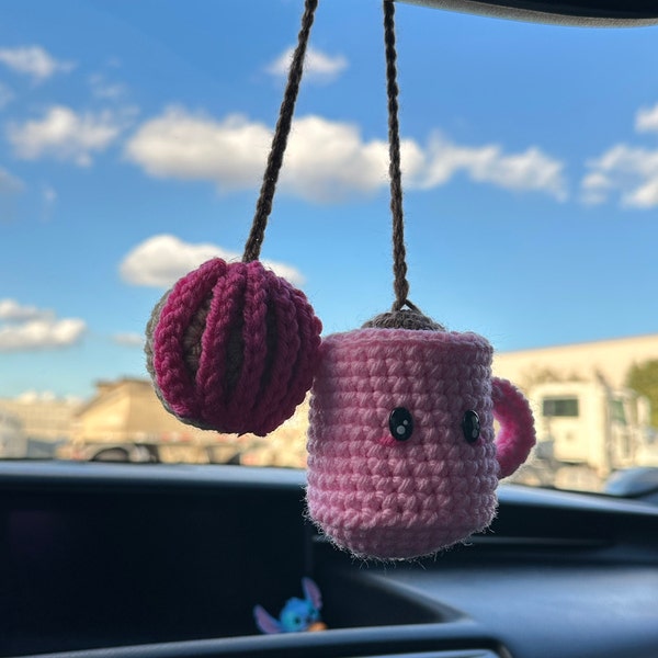 Crochet Hearts Car Hanger, Crochet Car Hanger, Crochet Car Accessory ...