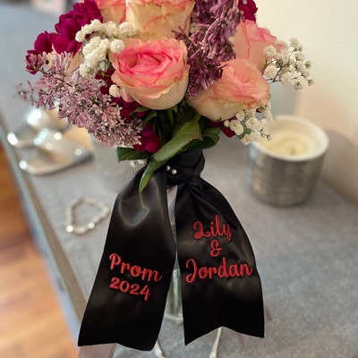 SATIN Monogram Nosegay Ribbon Prom/homecoming/hoco/school Dance - Etsy