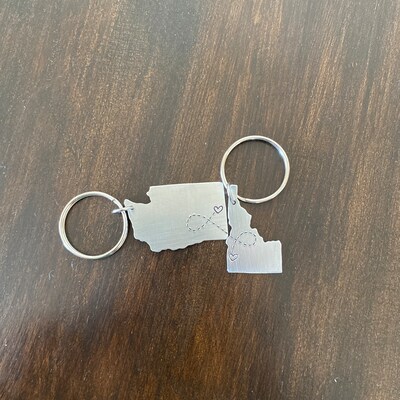 Choose Your State or Country Custom Long Distance Keychain Set - Etsy