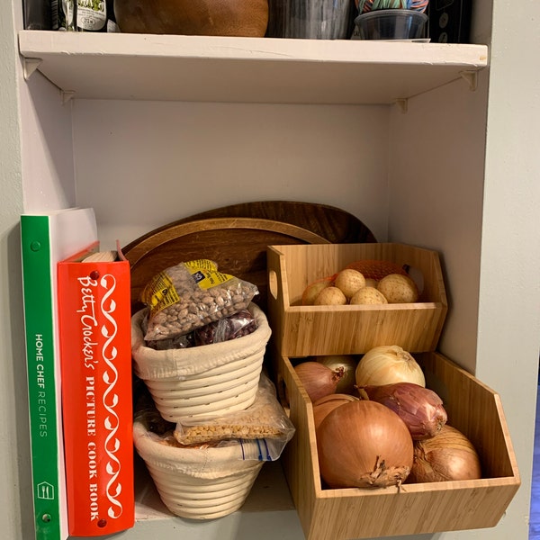 Mobilevision Bamboo Storage Bins for Pantry & Kitchen Cabinet Organizer ...