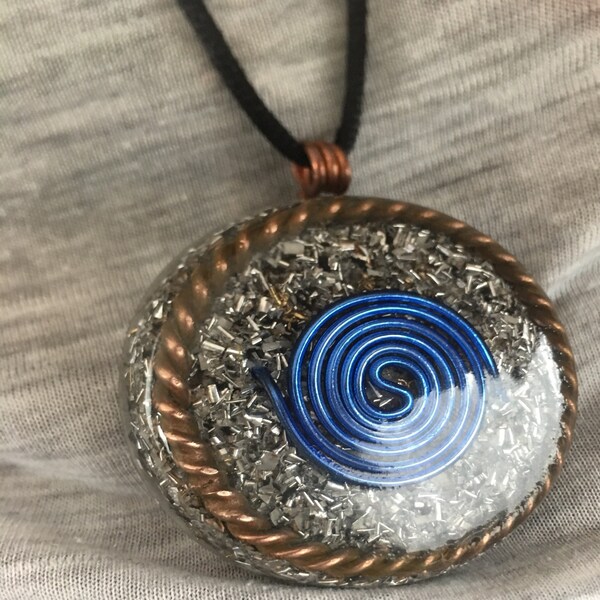 Powerful Orgone Pendant - With Tensor Ring and Teotihuacan Blue Coil ...