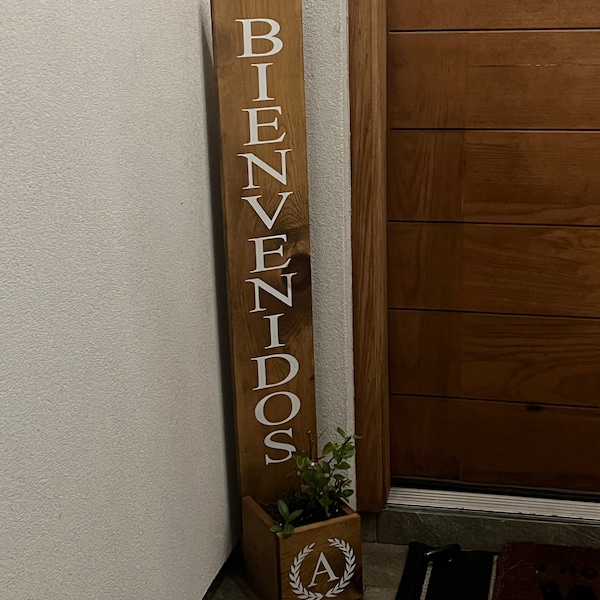 Welcome Sign Plant Box - Wooden Porch Sign - Home Planter Sign 49" High ...