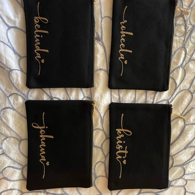 Personalized Suede Makeup Bag Bridesmaid Cosmetic Bag - Etsy