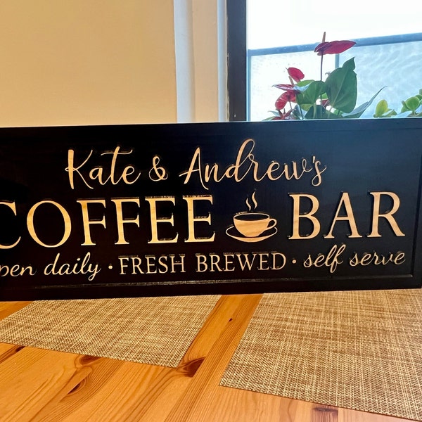 Personalized Coffee Bar Sign Custom Coffee Name Sign Home Kitchen Decor ...