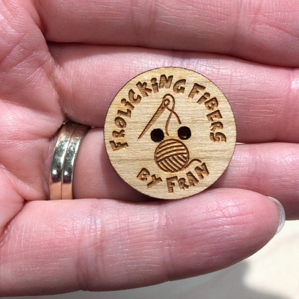 Custom Circle Wood Button Circle Tags 1 Inch X 1 Inch Wooden Knitting ...