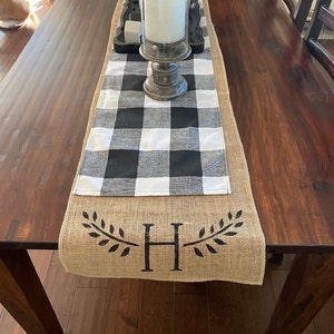 Monogram Letter Runner, Scroll Accent Runner,natural Burlap Table ...