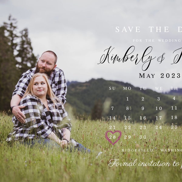 Photo Calendar Save the Date Editable Template With Photo Wedding ...