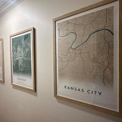 Personalized Map Print, Set of Four, Map Prints, Custom Locations, City ...