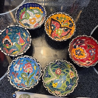 7x Ceramic Bowls Set Handmade Turkish Pottery Sauce Tapas - Etsy