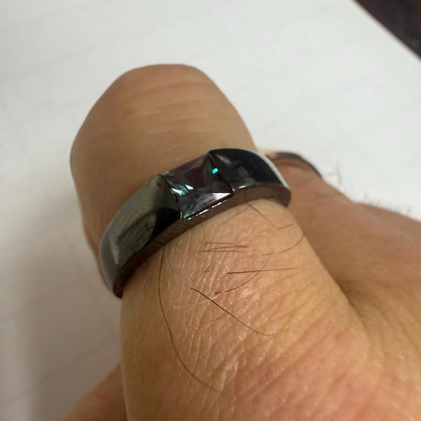 Black Gold 5mm Princess Cut Alexandrite Wedding Band 14k Matte Black ...