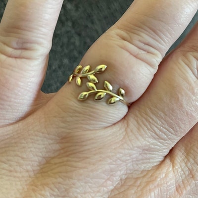 14K Solid Gold Leaf Ring, Designer Leaf Ring, Unique Leaf Ring, Dainty ...
