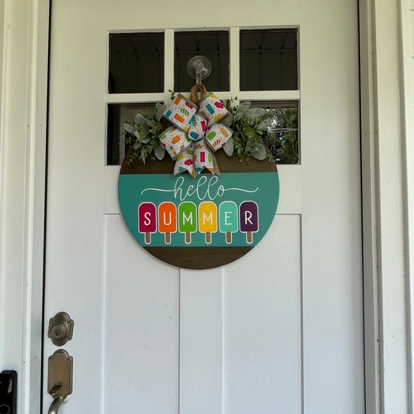 Summer Front Door Decor | Hello Summer | Popsicles | Summer Door Hanger ...