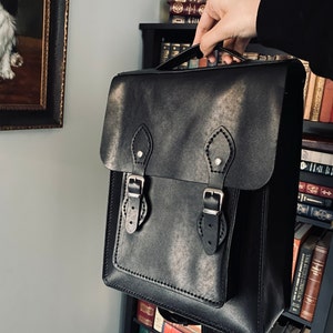Wednesday Addams Inspired Handmade Black Leather Backpack / - Etsy