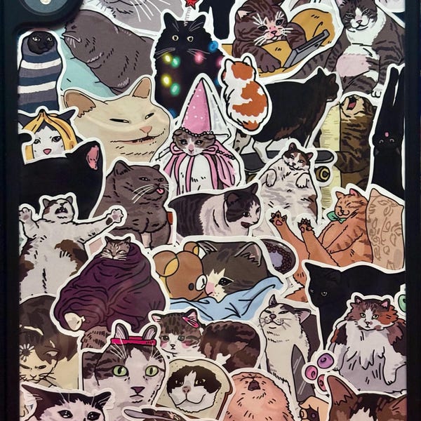 Tired Catto Sad Cat Meme Sticker Sheet – Cat Mom Gift Sticker, Sleepy ...