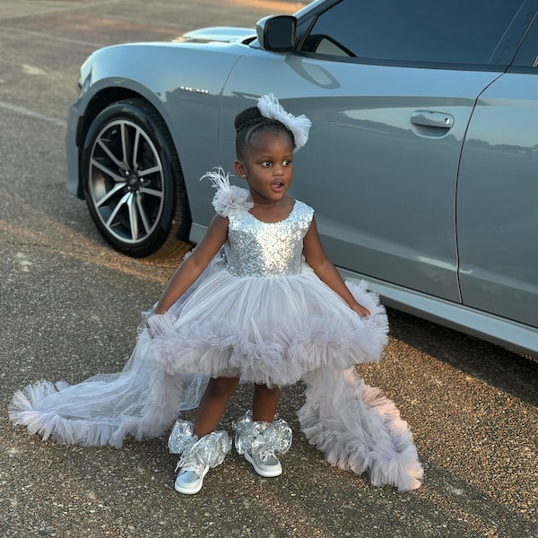Silver Toddler Prom Dress, Baby Girl Pageant Outfit, Couture Tutu Gown ...