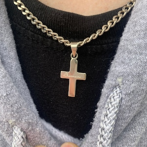 Engraved Cross Necklace Personalised Christening Jewellery | Etsy