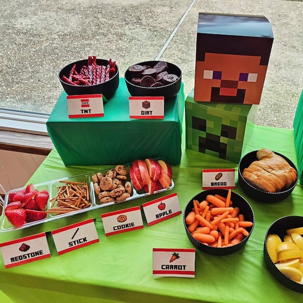 Printable Mine Food Cards, Set of 20, DIY Gift Kids Birthday Party ...