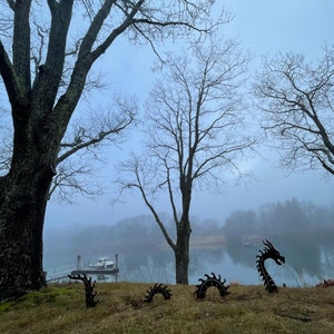 Rusty Metal Dragon Garden Sculpture / Sea Serpent Garden Sculpture ...